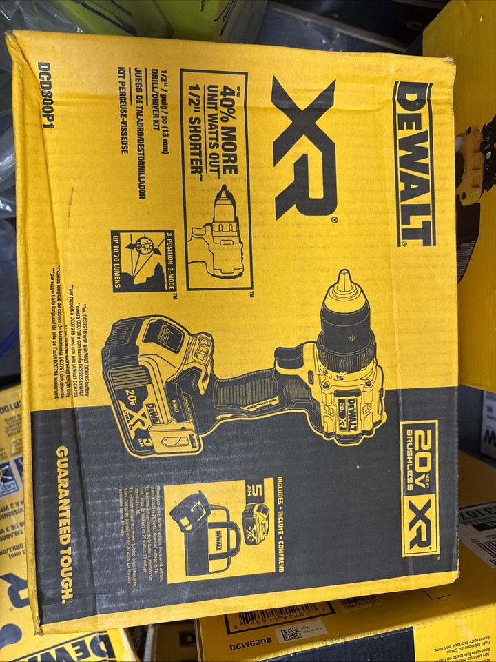 DEWALT DCD800P1 20V MAX XR Brushless Cordless 1/2" Drill/Driver Kit ...