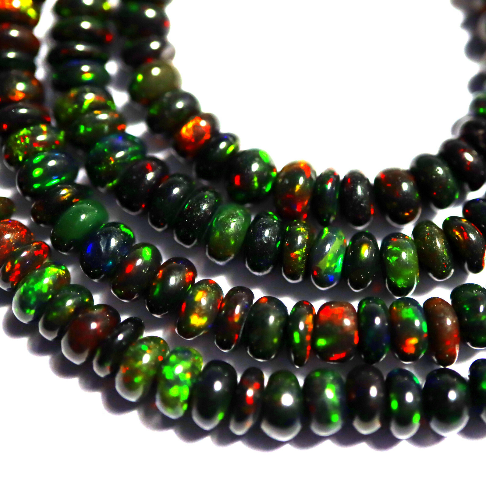 32 CT 4 MM Naturel Multi Feu Teinté Noir Éthiopien Opale Rondelle ...