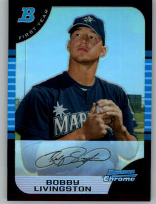 2005 Bowman Chrome Refractors #292 Bobby Livingston RC Rookie Mariners ...