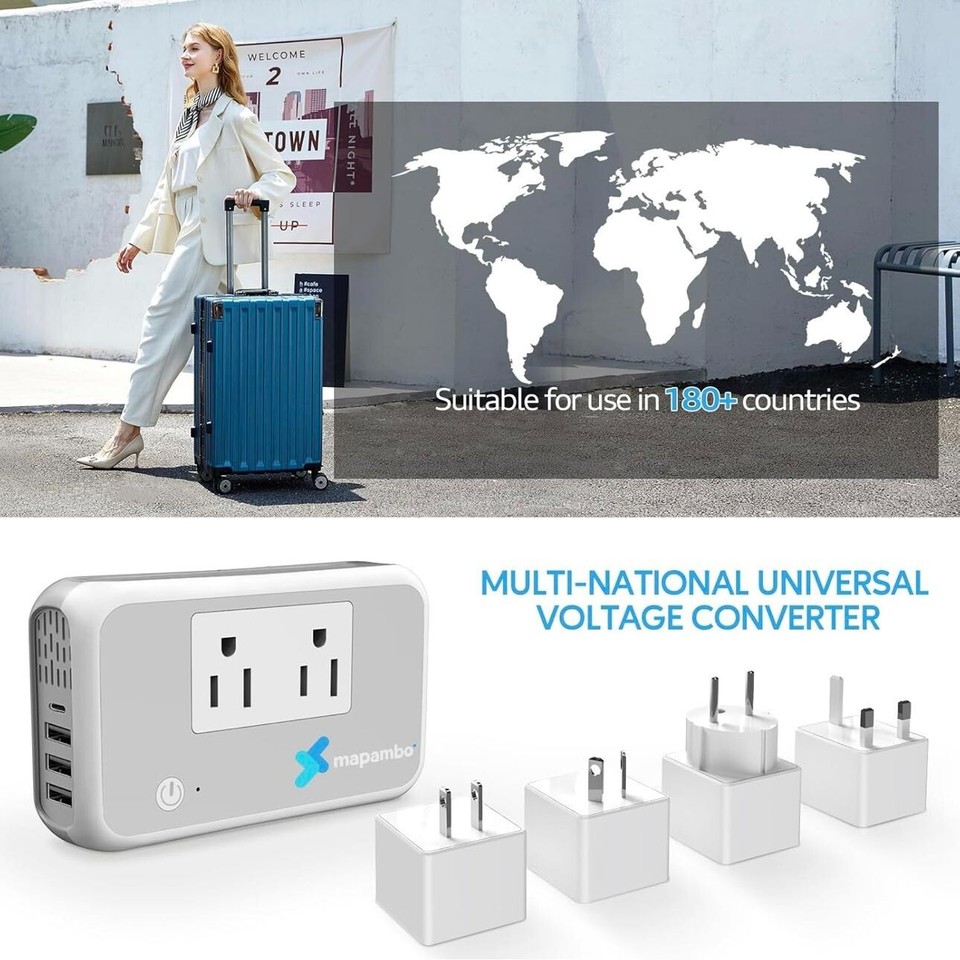 220V to 110V Stepdown Power Voltage Converter US to Europe Travel (Type ...