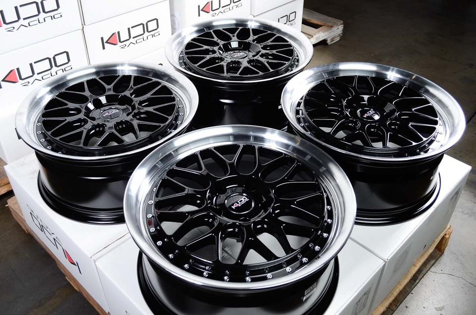 Kudo Racing Flow Formed 18x8 Black Wheels Rims 5x114.3 Single Drill ...