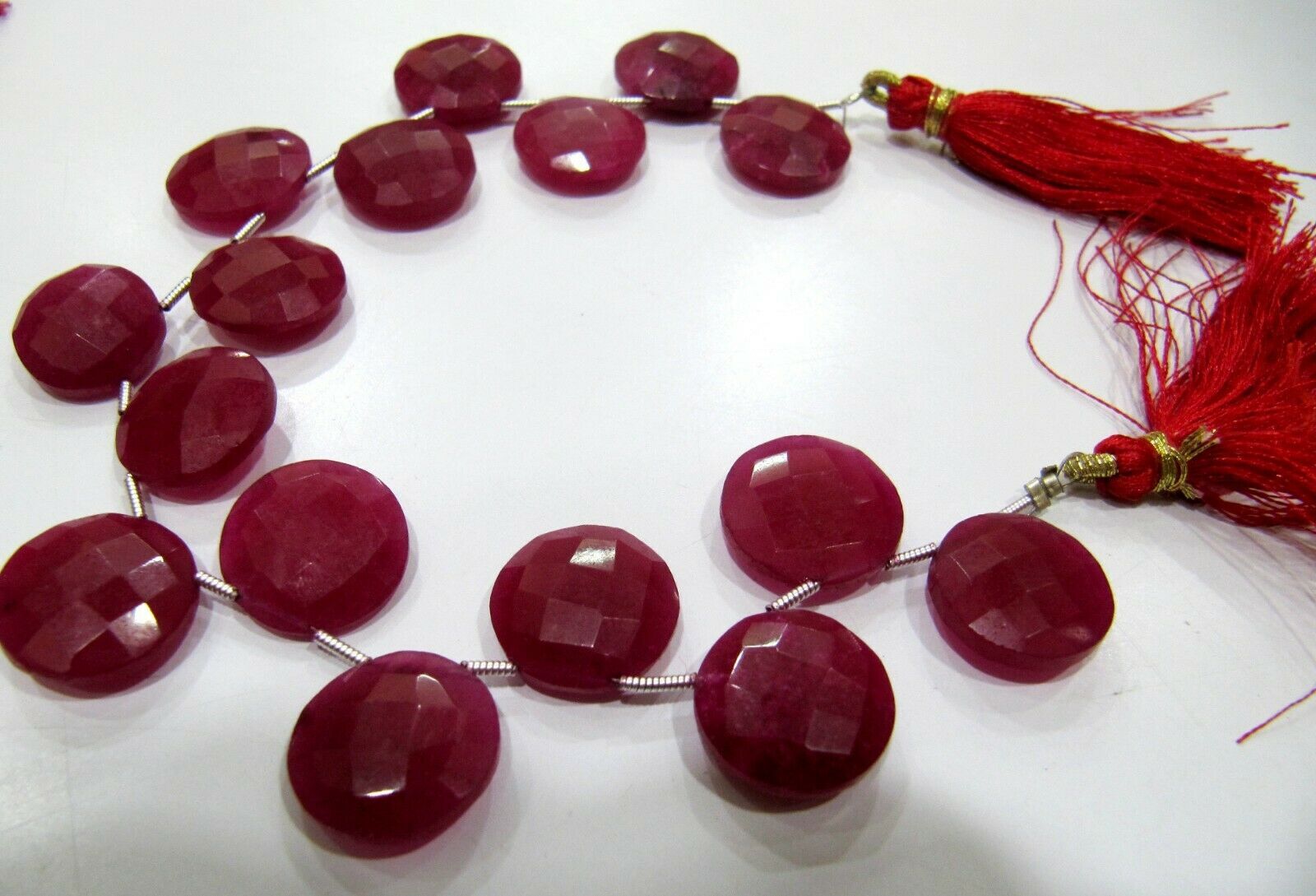 Dyed Ruby Corundum Coin Shape Faceted Beads 15 mm, Strand 8 inches long. | eBay