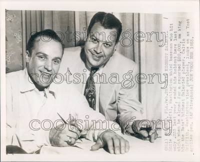 1953 1950s Baseball Player Eddie Yost With Calvin Griffith Press Photo ...