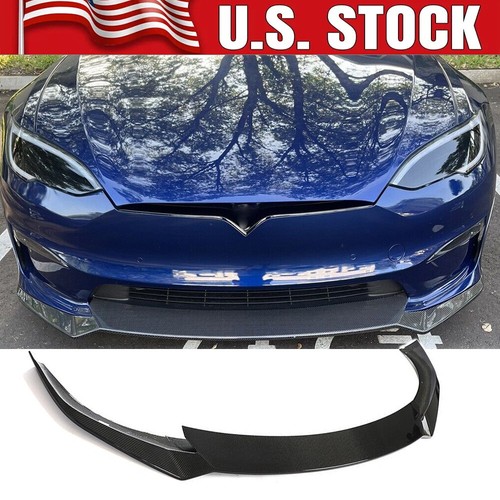 For Tesla Model S Plaid 2021-2024 Real Carbon Fiber Front Bumper Lip ...