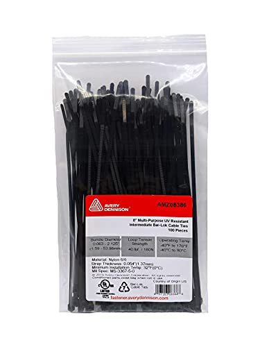 Bar Lok 8ย Zip Ties โ€ 100 Pieces Black โ€ Made In America โ€ Weather ...