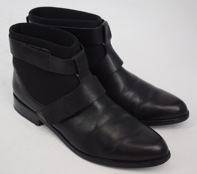 Ladies Clarks Somerset Black leather & Fabric Ankle Boots Size UK 4 ...