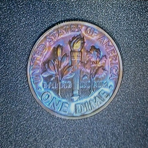 1968-S Blue/Rainbow Toned Proof Roosevelt Dime ~ Free Shipping! Cleaned ...