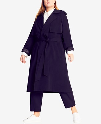 Refinity City Chic Trendy Plus Size Rhythm Trench Black Size Medium | eBay