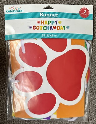 HAPPY GOTCHA DAY Banner for Dog Cat Adoption Party Celebrate 8ft Long 2 ...