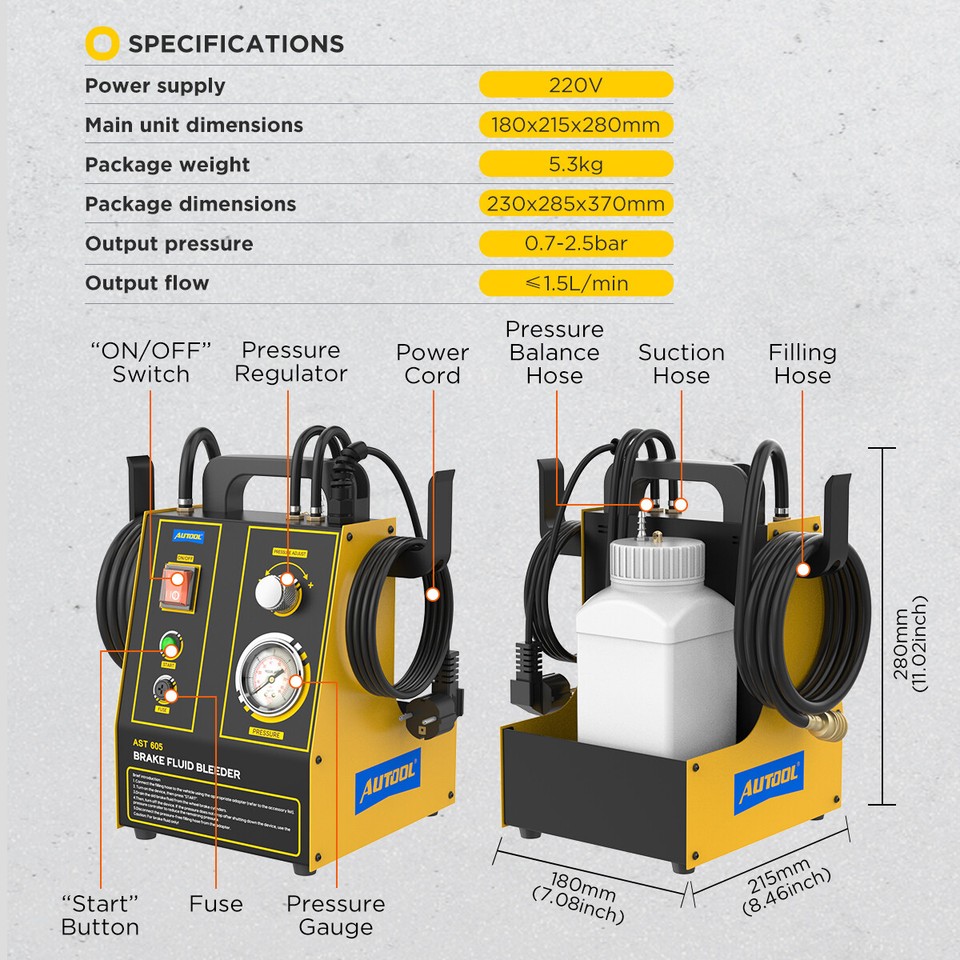 Electric Vacuum Pressure Brake Fluid Bleeder Bleeding Kit Car Bleed Oil ...