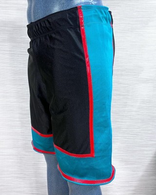 Pro Wrestling Baggy Short Black W. Blue & Red Sz 38-40 Spandex | eBay
