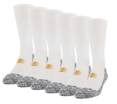 Men's GOLDTOE Powersox Sport Arch Support Crew Socks 6 Pair White/Gray ...
