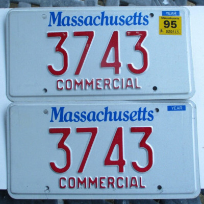 1980s-90s Massachusetts License Commercial Plate Tag 3743 pair | eBay
