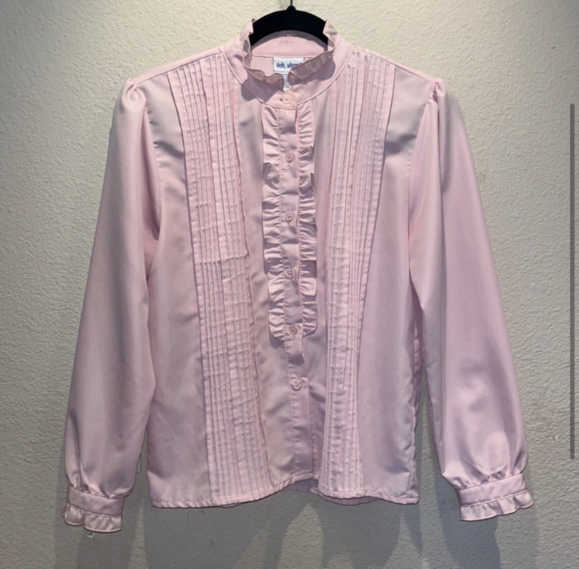 Vintage Vicki Wayne Pink Pleated Ruffled Secretary Bl… - Gem