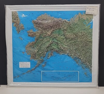 Vintage 1958 3D Topographic Map of ALASKA ~ Kistler Graphics New 23" x ...