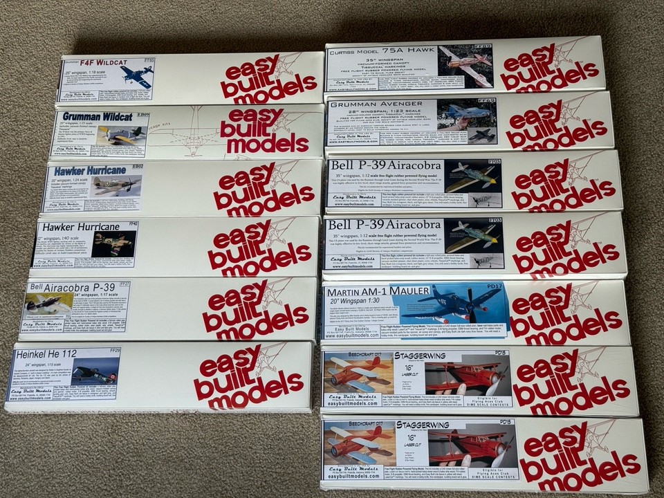 Lot Of 13 Brand New Easy Built Models Rubber Powered Model Airplane ...