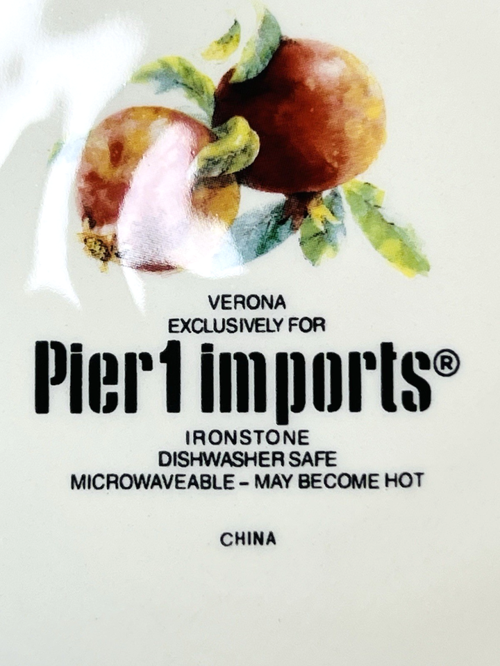 Pier 1 Set Of 6 VERONA Bowls 8" Pasta Soup Salad Apples Figs Pears ...