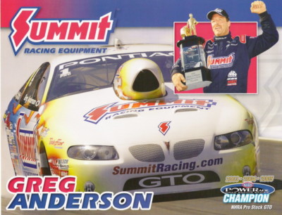 2006 Greg Anderson Summit Pontiac GTO Pro Stock NHRA Hero Card | eBay