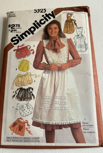 1981 Simplicity 5323 Sewing Pattern Apron Full Bib Waist Half ...