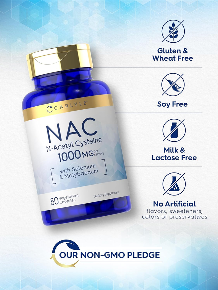 NAC Supplement N-Acetyl Cysteine 1000Mg, 80 Capsules, with Selenium ...