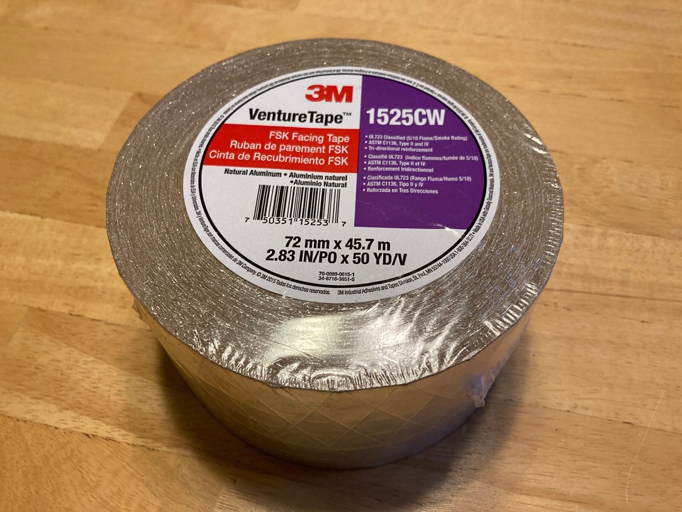 3M Venture Tape FSK Facing Tape 1525CW Silver, 72mm x 45.7M (2.83" X 50 ...