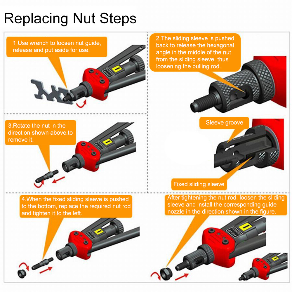 Heavy Duty Rivet Nut Riveter Rivnut Nutsert Gun Riveting Tool Kit ...