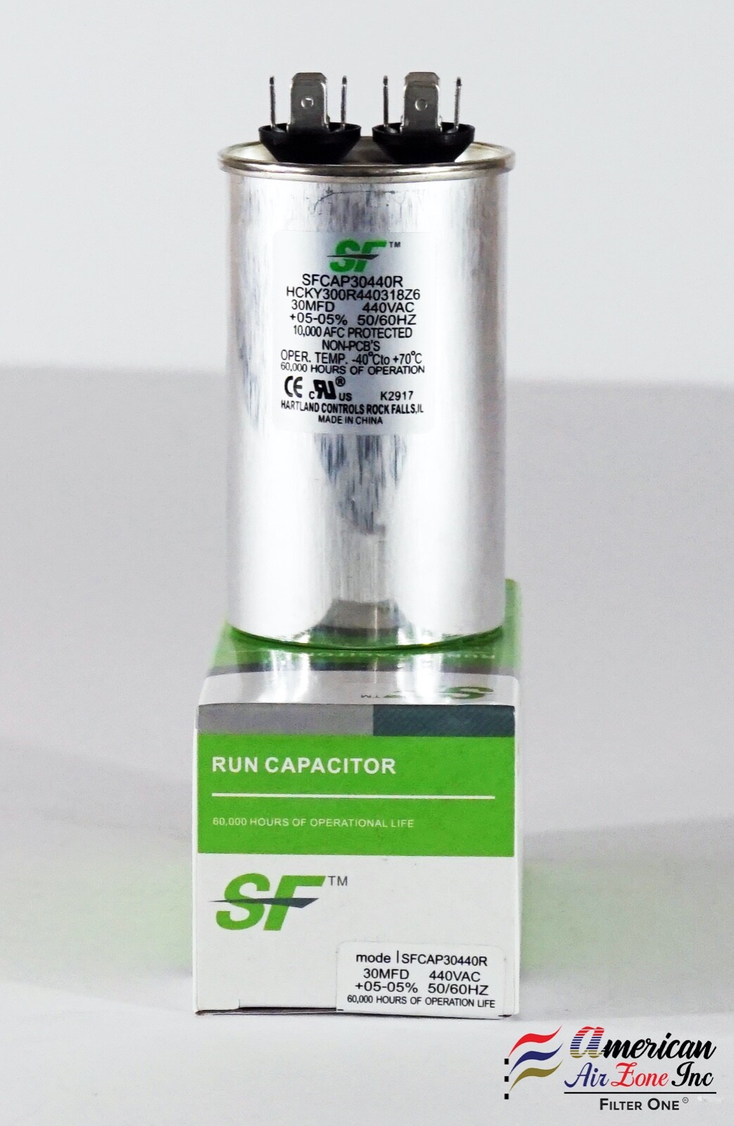 TRANE Run Capacitor - 30 MFD - 370/440V - (Pack of 1) - Round - For ...