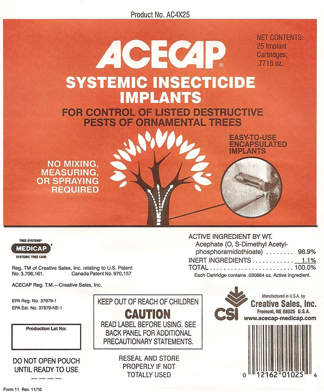 Acecap AC4X25 25pack Systemic Insecticide Tree Implants for Control of ...