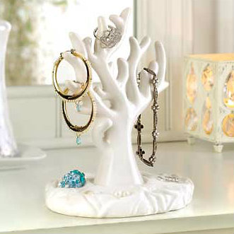 White Coral Jewelry Holder Modern Ring Necklace Earrings Stand for sale ...