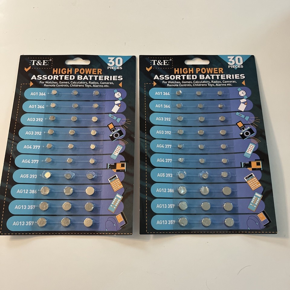 2 Sets of Button Cell Watch Battery Assortment Coin Batteries 30 ...