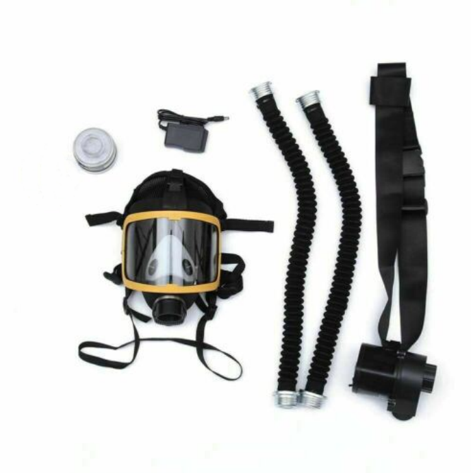 Electric Supplied Air Fed Flow System Device Full Face Gas Mask Flow ...