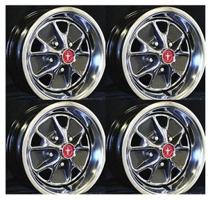NEW! 1966 Mustang Style Steel GT Wheels 14" x 5" Set of Complete W ...