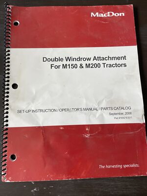 MacDon M150 M200 Double Windrower Attachment Parts Book Owner ...