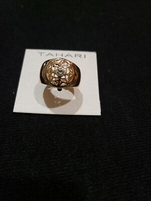 TAHARI Gold Tone Ring Rhinestone adjustable New | eBay