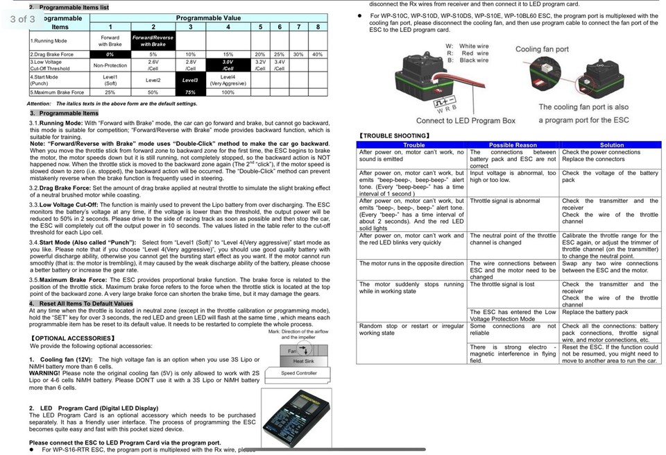 WP-10BL60 RTR 60A Waterproof RC Brushless ESC For Sensorless 1/10 Motor ...