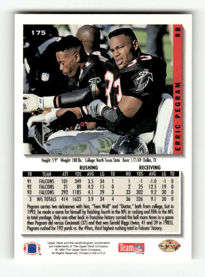 1994 Collector's Choice Gold 175 Eric Pegram EXMT SSP short print ...