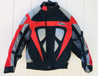 NITRO Euro Racing Motorcycle Jacket Removable Armor Black Red Silver ...