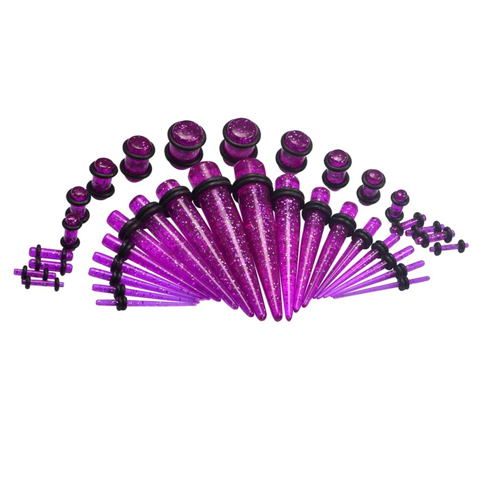 36PCS Gauge Kit 14G-00G Tapers & Plugs Double O-Ring Ear Stretching ...