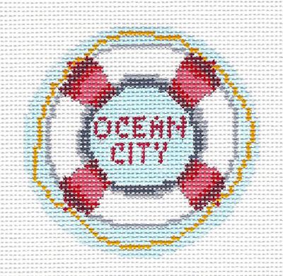 OCEAN CITY, NEW JERSEY Beach 3" handpainted Needlepoint Canvas Needle ...