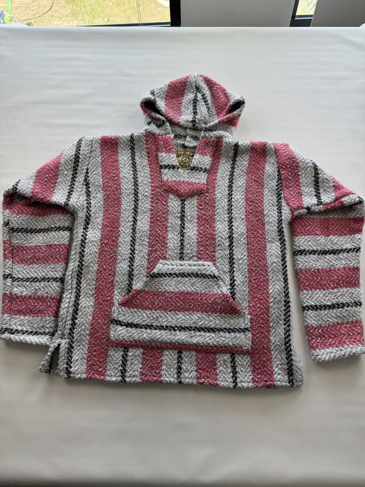 Baja Joe Drug Rug Poncho S Mexican Pink Cranberry Str… - Gem