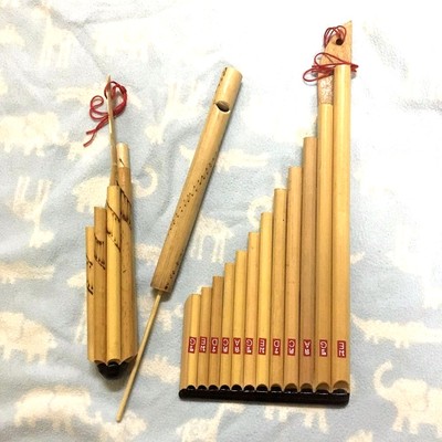 3 PCS TRADITIONAL THAI MUSICAL INSTRUMENT WOTE BAMBOO FLUTE SLIDING ...