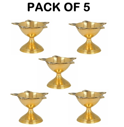 5 X Brass Oil Lamp Diya 2" Deepak Jyoti Hindu Puja Puja Religious Hindu ...