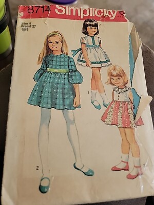 Dress Short Tie Girls 4 4T Simplicity 8714 Sewing Pattern CUt ...