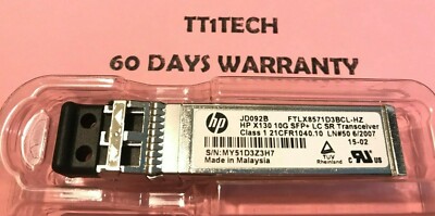 Genuine JD092B HPE X130 10G SFP+SR LC SFP5100SR-HP 850nm module for HP ...