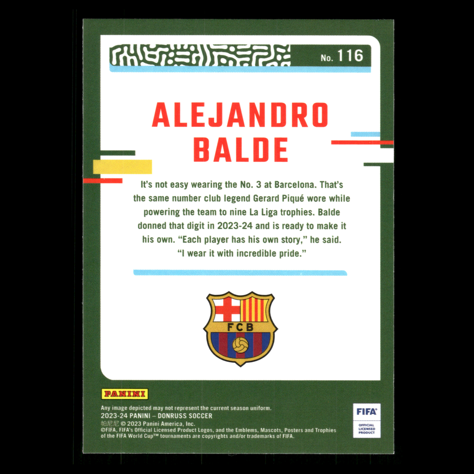 Alejandro Balde #116 2023 Donruss FC Barcelona Soccer Card | eBay