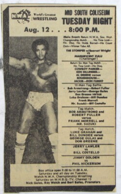 Vintage 1975 Bearcat Wright vs Magnificent Zulu Wresting Newspaper ...