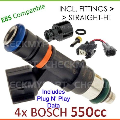 4x New * BOSCH * 550cc E85 Fuel Injector Set-up For Mazda MX5 NA 1.8L ...