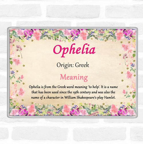 Ophelia Name Meaning Jumbo Fridge Magnet Floral | eBay