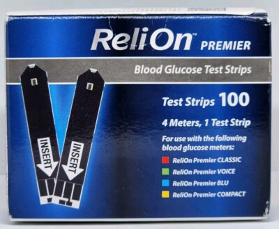 ReliOn Premier Blood Glucose Test Strips 100 Count New in Box Exp. 12 ...