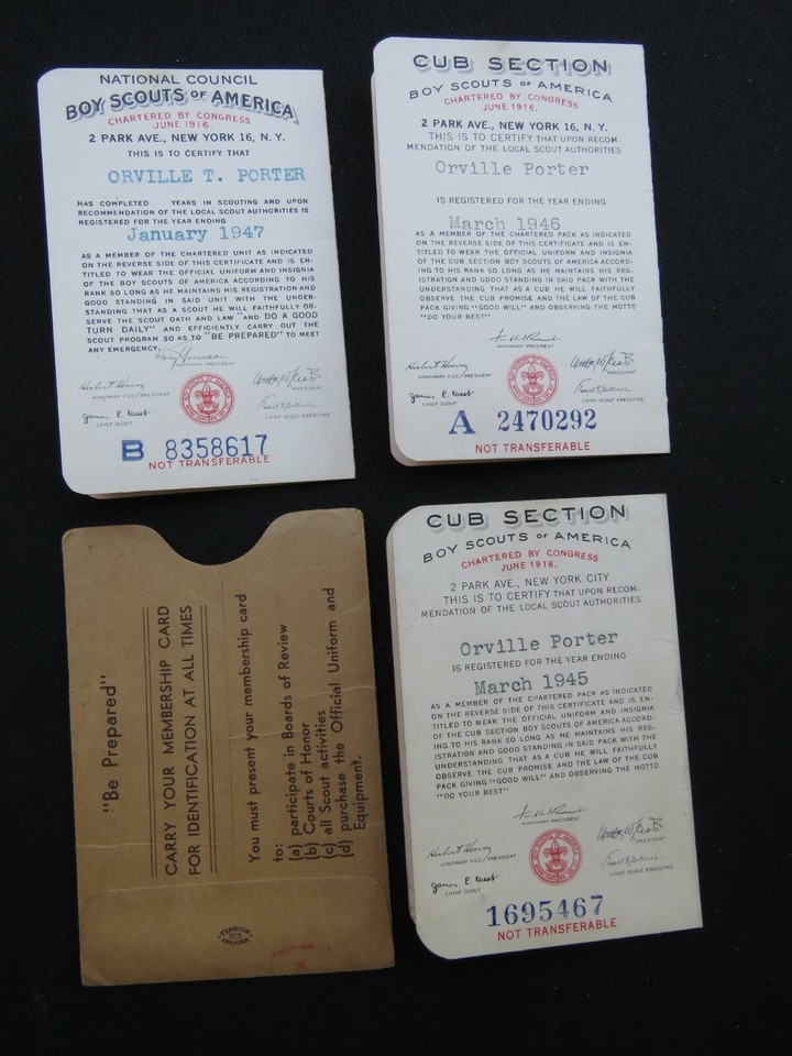 3 Vintage 1940’s BSA Boy Scouts Cards, My Cub Card, Norman Rockwell w ...